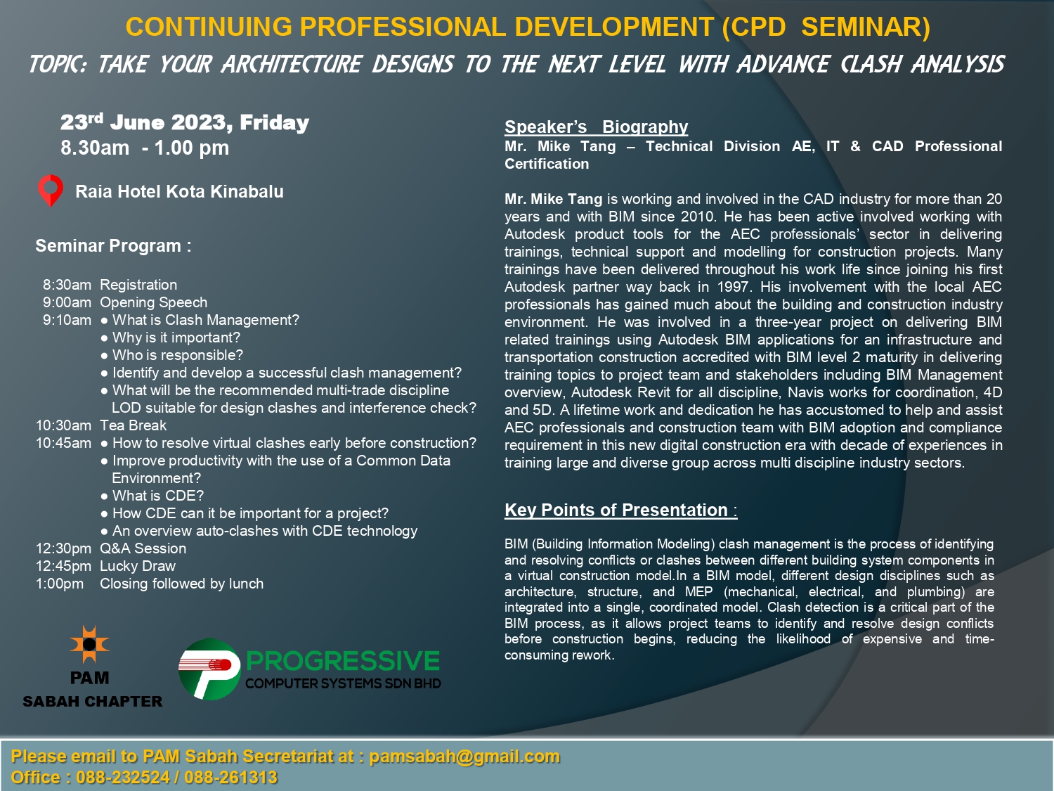 PAM Sabah CPD Seminar: Take Your Architecture Designs to the Next Level with Advanced Clash ...